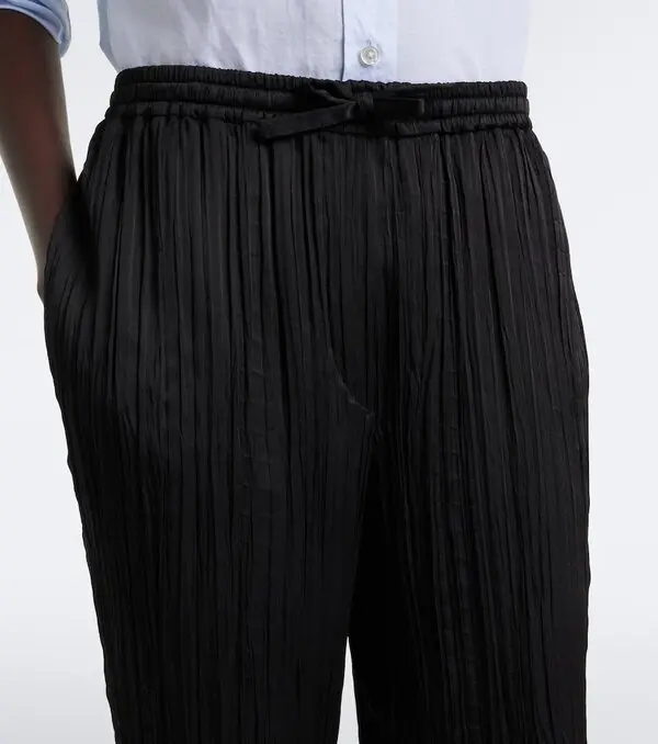 THE ROW Kriza Plisse Silk Wide-leg Pants