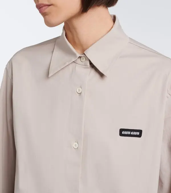 Miu Miu Cotton-blend Poplin Shirt - Beige