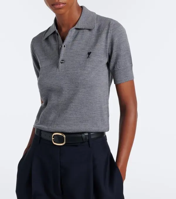 AMI Paris De Coeur Wool Polo Shirt