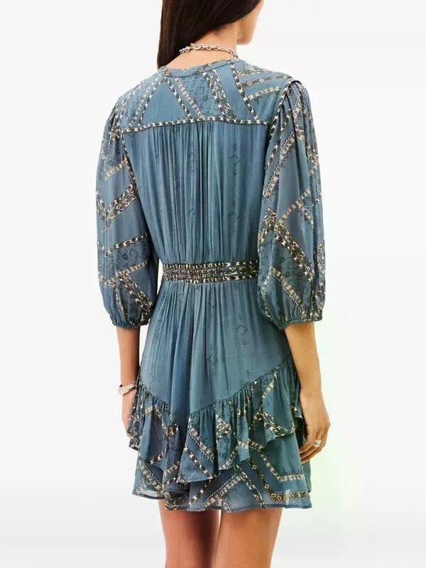 Ba&sh Poly Patterned Ruffled Flared Mini Dress
