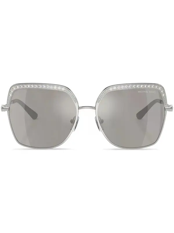 Michael Kors Crystal-embellished Oversize-frame Sunglasses - Silver