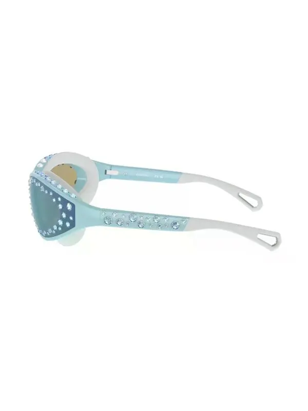 SWAROVSKI Crystal-embellished Goggle-frame Sunglasses - Blue