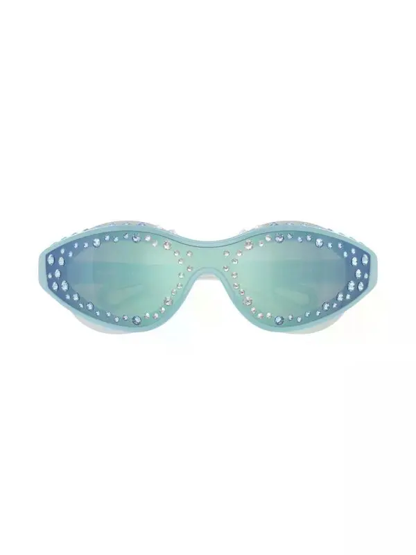 SWAROVSKI Crystal-embellished Goggle-frame Sunglasses - Blue