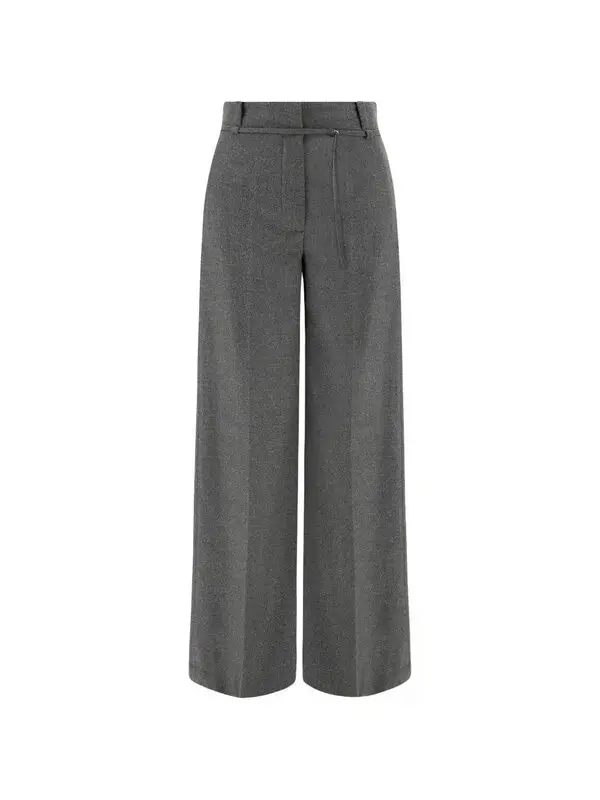 Paul & Shark Belted Wool Palazzo Pants - Grey