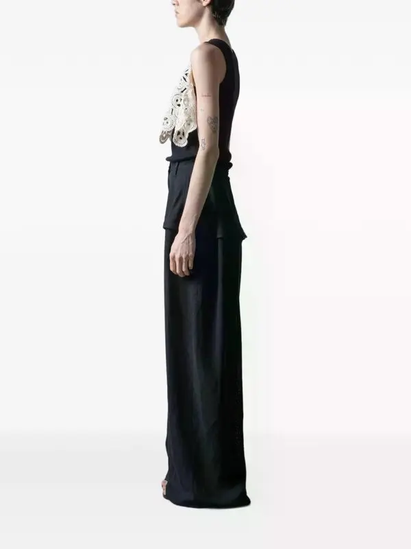 MULLER OF YOSHIOKUBO Sand Mesh Peplum-detail Trousers - Black