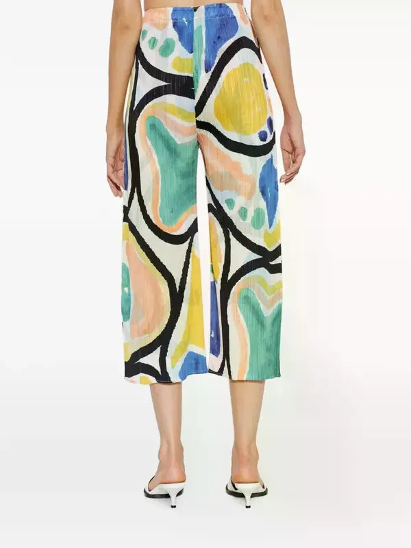 Issey Miyake Roll Plissé-effect Abstract-print Trousers
