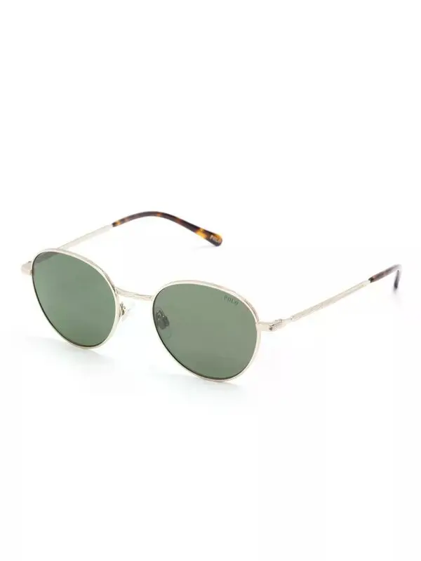 POLO RALPH LAUREN EYEWEAR Logo-engraved Round-frame Sunglasses - Gold