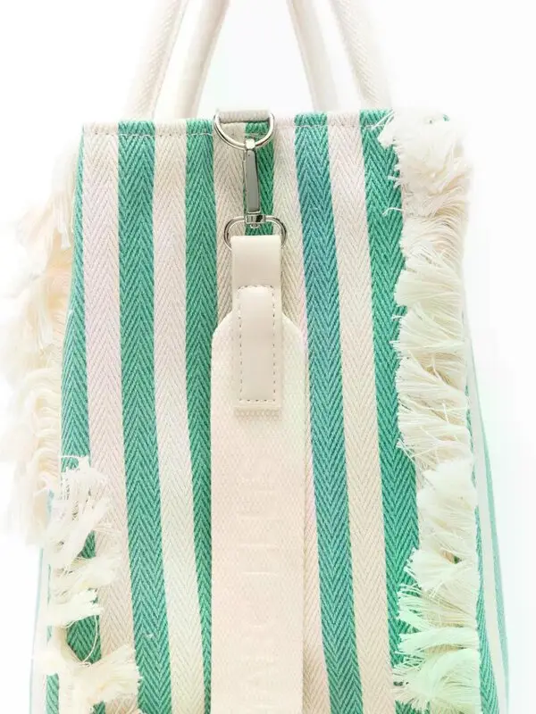 MARC ELLIS S. Joan Stripe-pattern Frayed-edge Tote Bag - Neutrals