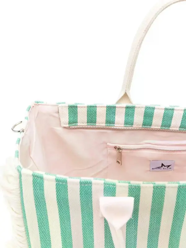 MARC ELLIS S. Joan Stripe-pattern Frayed-edge Tote Bag - Neutrals