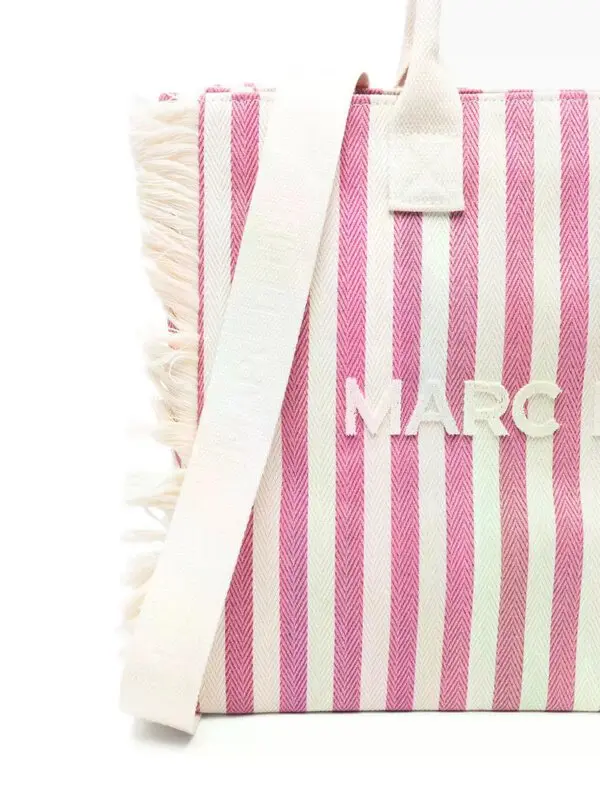 MARC ELLIS Striped Fringed Tote Bag - Pink