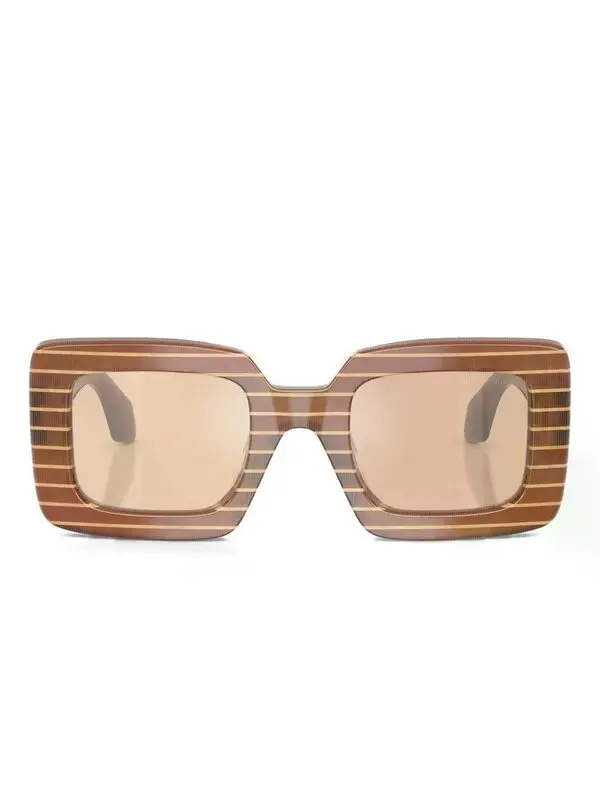 Giorgio Armani Striped Rectangle Sunglasses - Brown