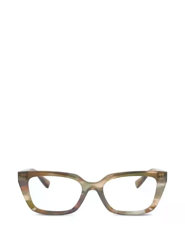 Dolce & Gabbana Striped Square-frame Glasses - Neutrals
