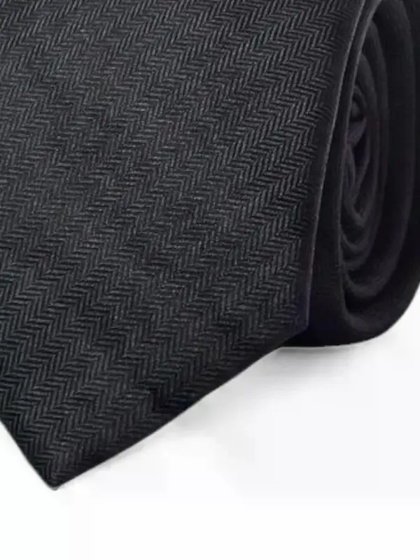SELECTED Herringbone-weave Silk Tie - Black
