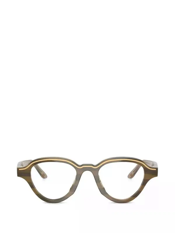 Emporio Armani Striped Beige Round Sunglasses