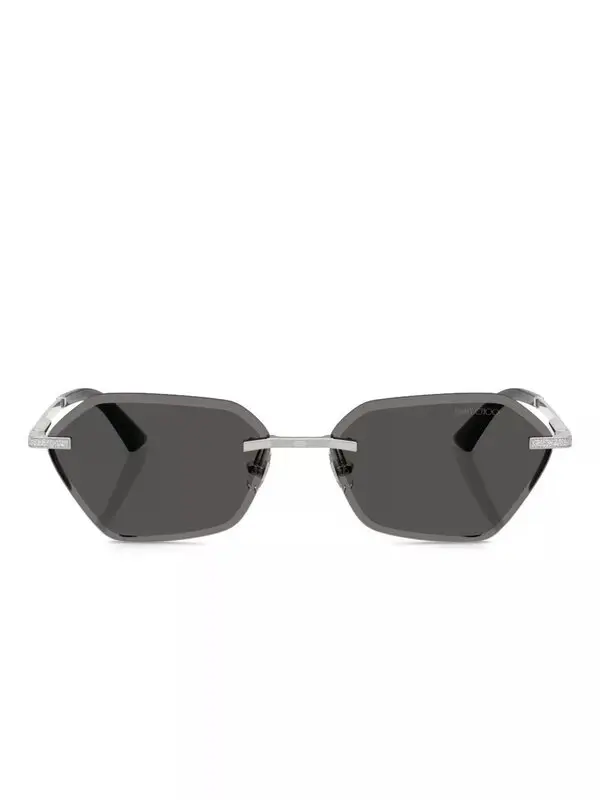 JIMMY CHOO Geometric-frame Glitter-detail Sunglasses - Silver