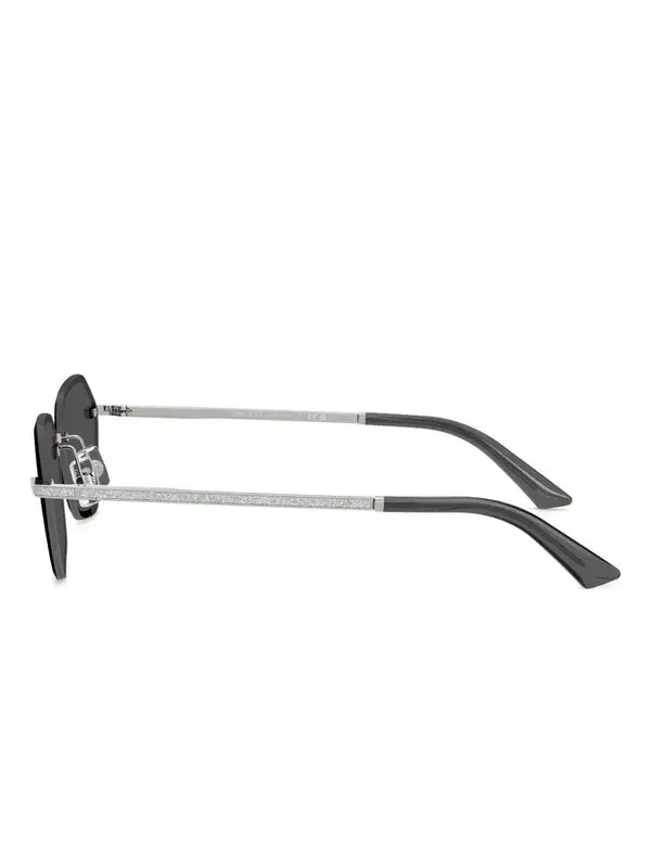 JIMMY CHOO Geometric-frame Glitter-detail Sunglasses