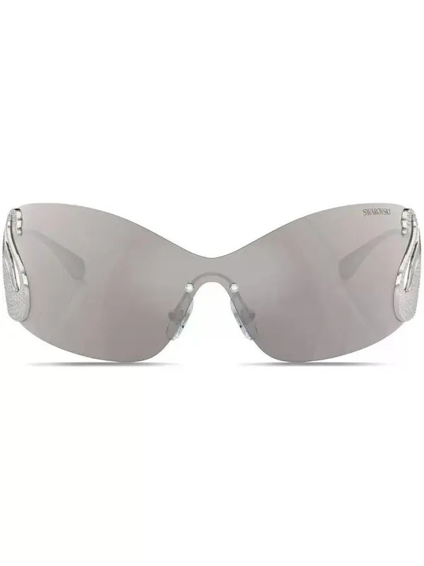 SWAROVSKI Swan-appliqué Shield-frame Sunglasses