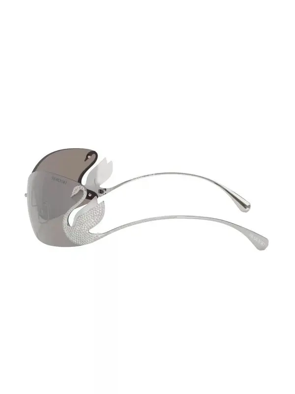 SWAROVSKI Swan-appliqué Shield-frame Sunglasses