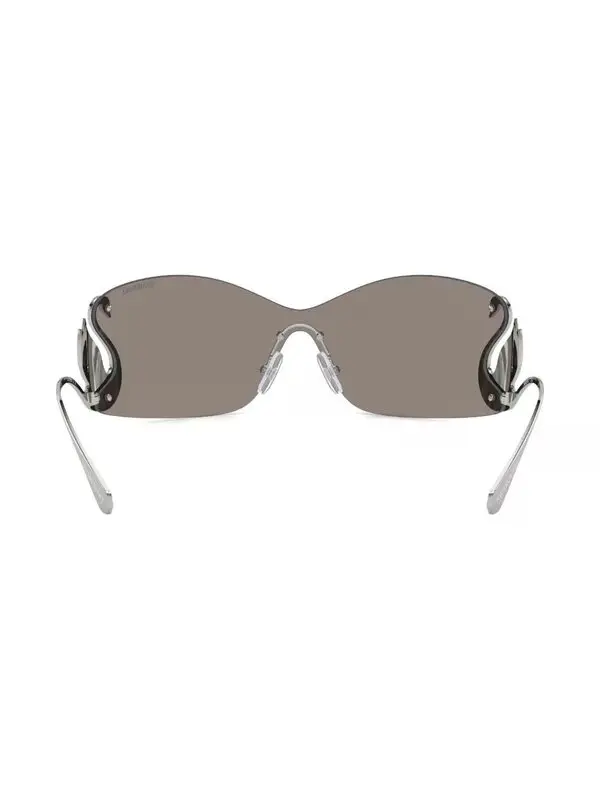 SWAROVSKI Swan-appliqué Shield-frame Sunglasses