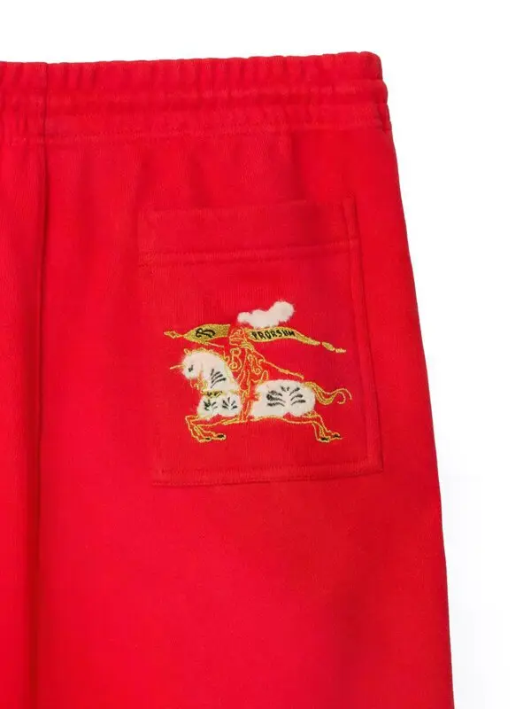 Burberry Equestrian Knight Embroidered Cotton Trousers