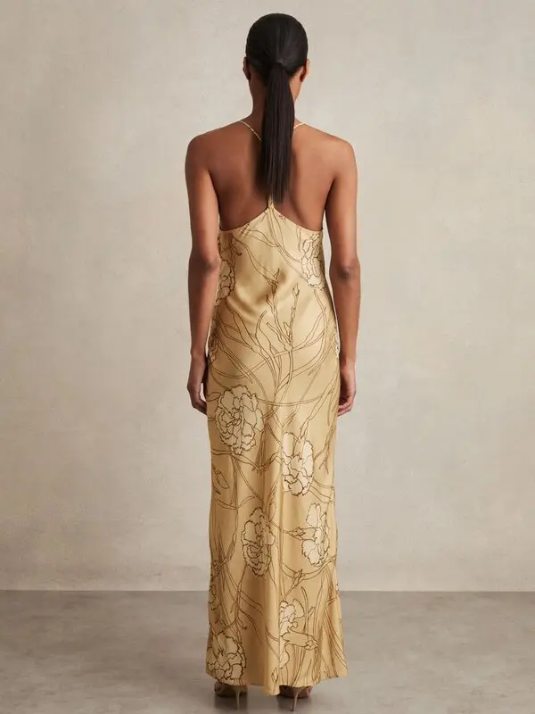 REISS Floral Print Slip Maxi Dress