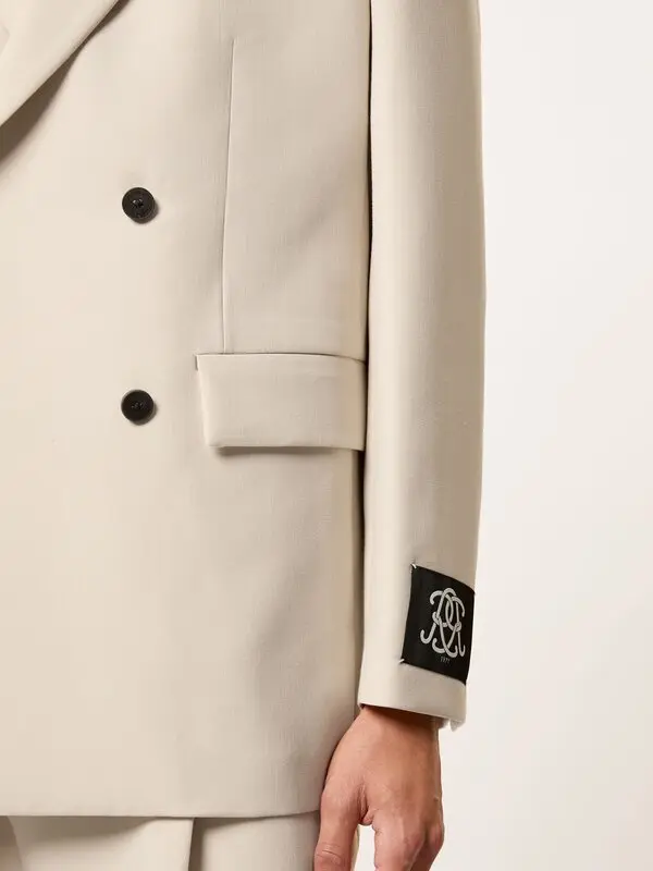 REISS Monogram Relaxed Double-breasted Blazer - Beige