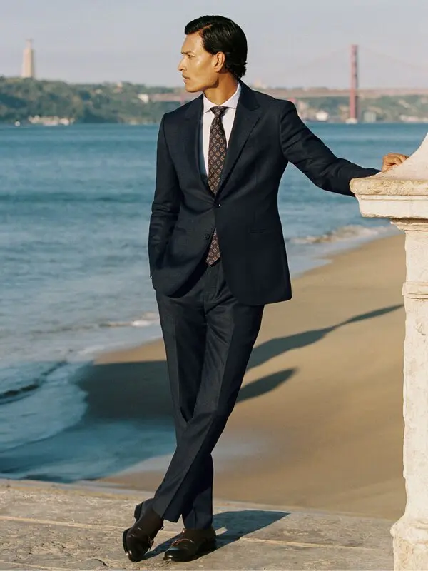REISS Wool Check Slim-fit Suit Trousers