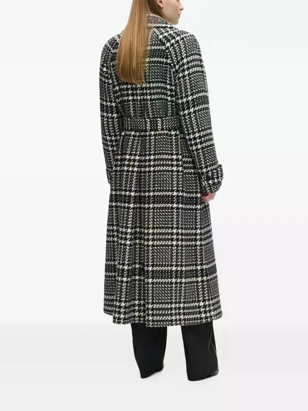Karl Lagerfeld Houndstooth Long Wool-blend Coat