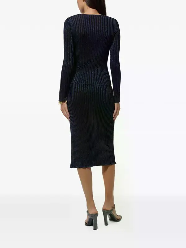 Missoni Ribbed Viscose Lamé V-neck Sweater