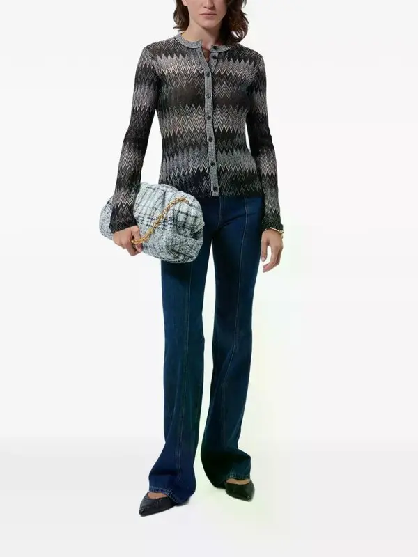 Missoni Viscose Lamé Chevron Crewneck Cardigan