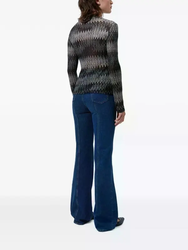 Missoni Viscose Lamé Chevron Crewneck Cardigan