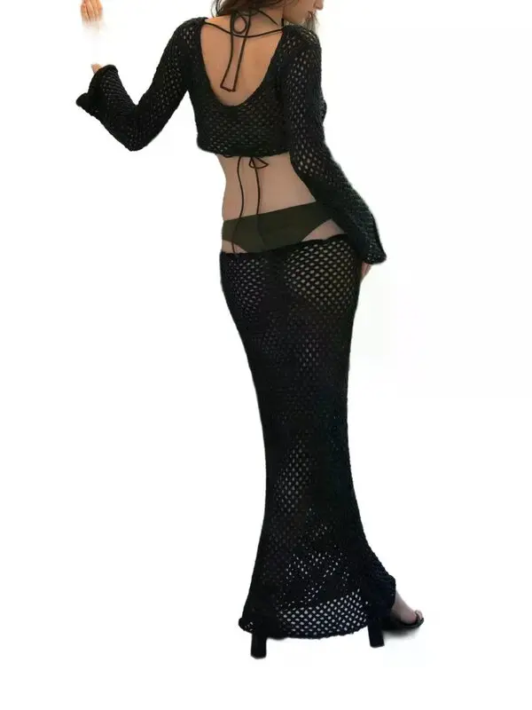 ELEGANCIA Open-knit Top And Maxi Skirt Set
