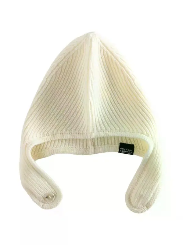 MAISON MARGIELA Ribbed-knit Button-fastening Beanie Hat