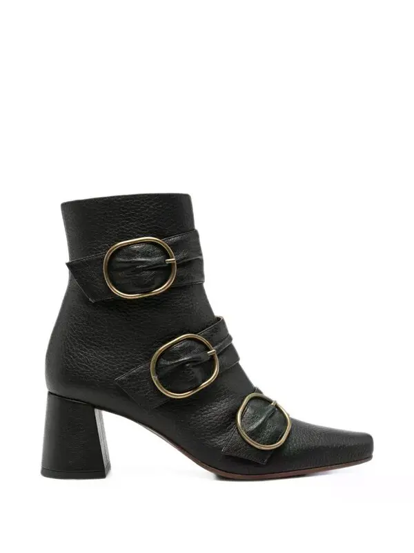 Chie Mihara Triple Buckle-strap Ankle Boots - Black
