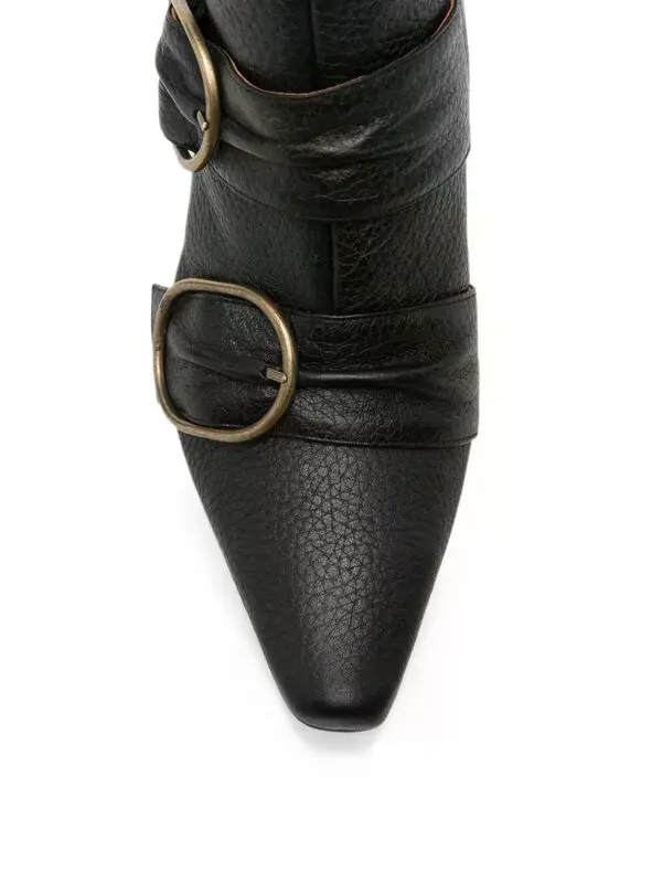 Chie Mihara Triple Buckle-strap Ankle Boots - Black