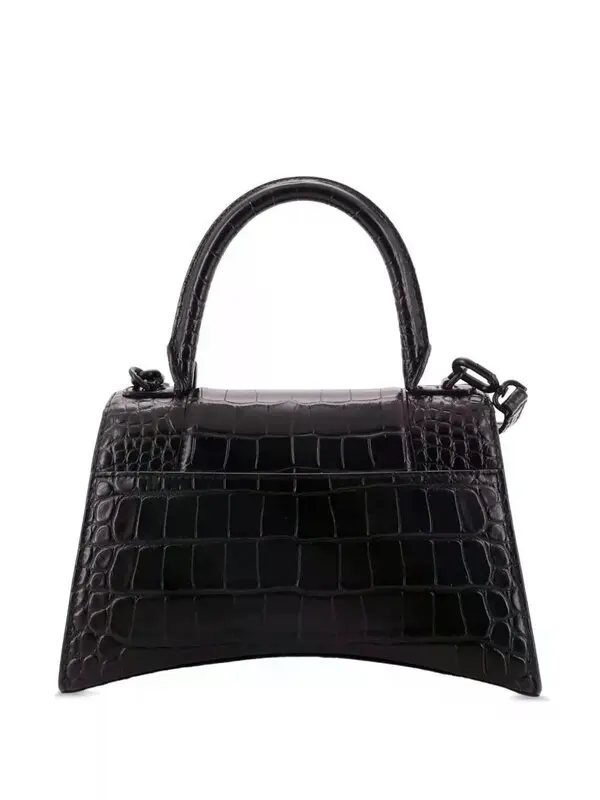 Balenciaga Hourglass Top Handle Bag Crocodile Embossed Leather Small Cross Body Bag