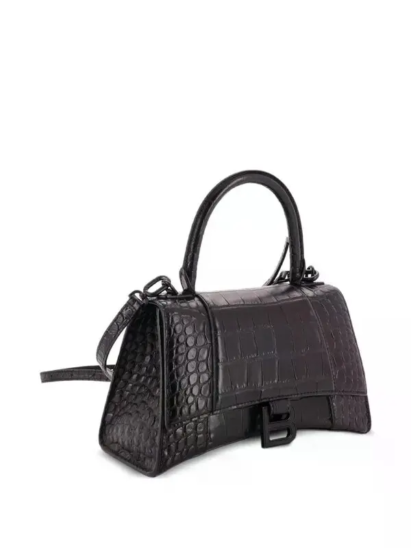 Balenciaga Hourglass Top Handle Bag Crocodile Embossed Leather Small Cross Body Bag