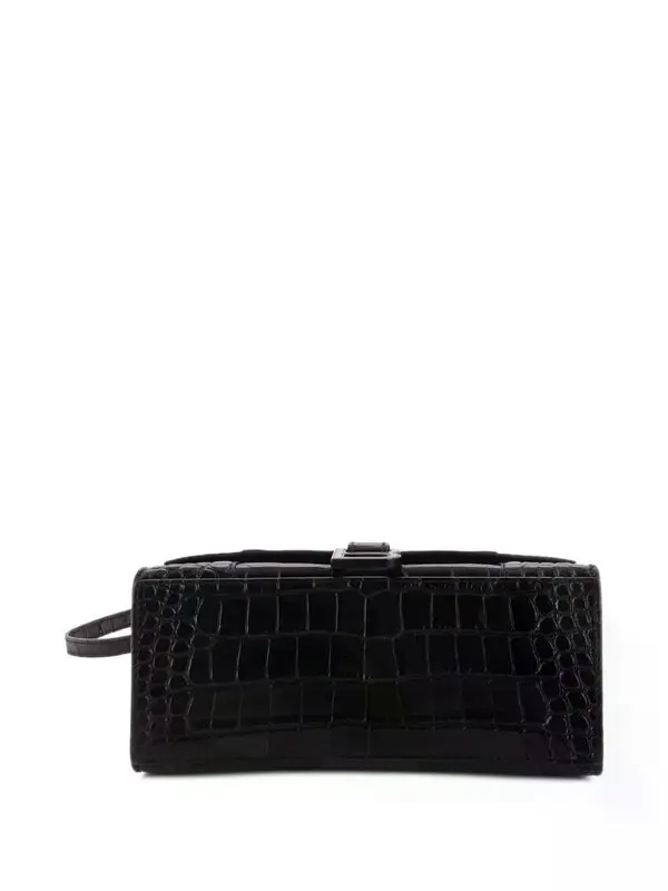 Balenciaga Hourglass Top Handle Bag Crocodile Embossed Leather Small Cross Body Bag