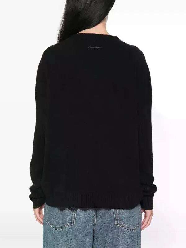 ERMANNO FIRENZE Lace-trimmed Ribbed-sleeve Sweater
