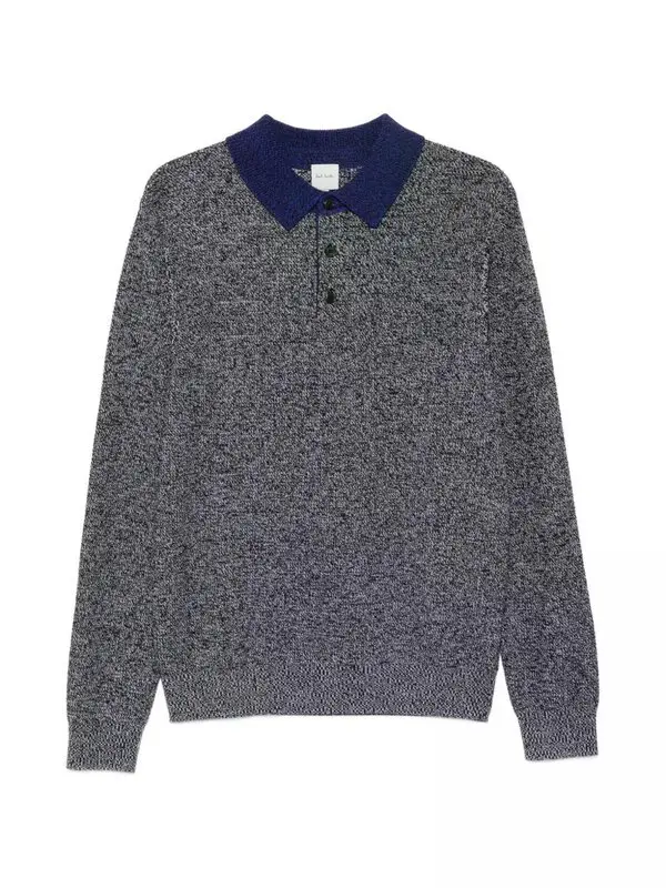 Paul Smith Marled-knit Long-sleeve Polo Shirt - Grey