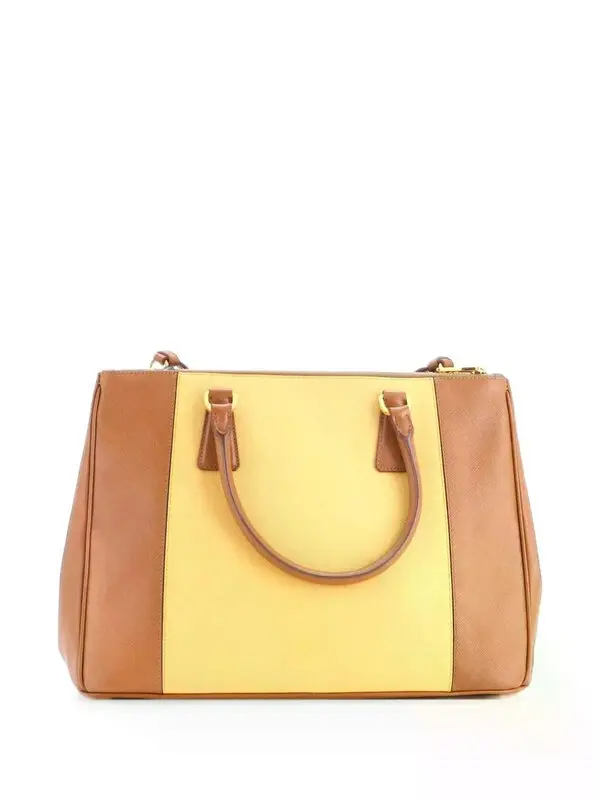 Prada Bicolor Double Zip Lux Saffiano Leather Medium Tote Bag