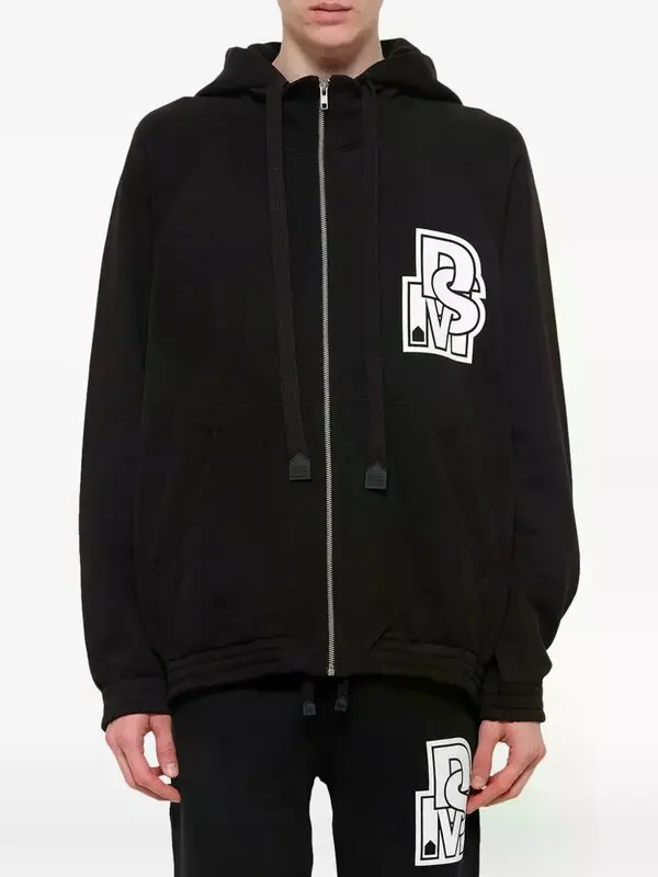Noir Kei Ninomiya Zip-up Logo-print Hoodie