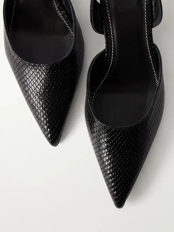 Staud Sebastian Snake-effect Leather Pumps