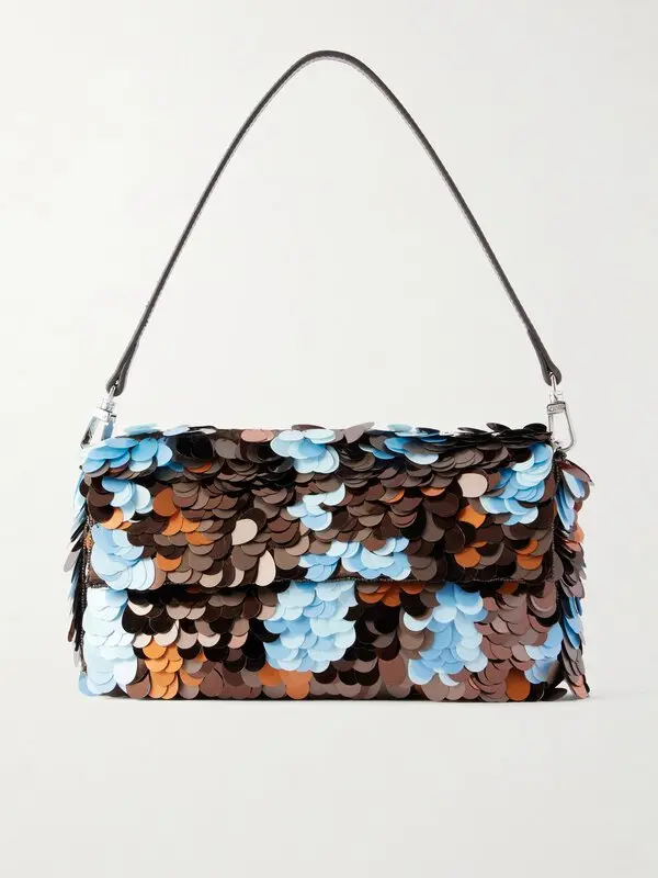 Staud Timmy Sequin-embellished Shoulder Bag