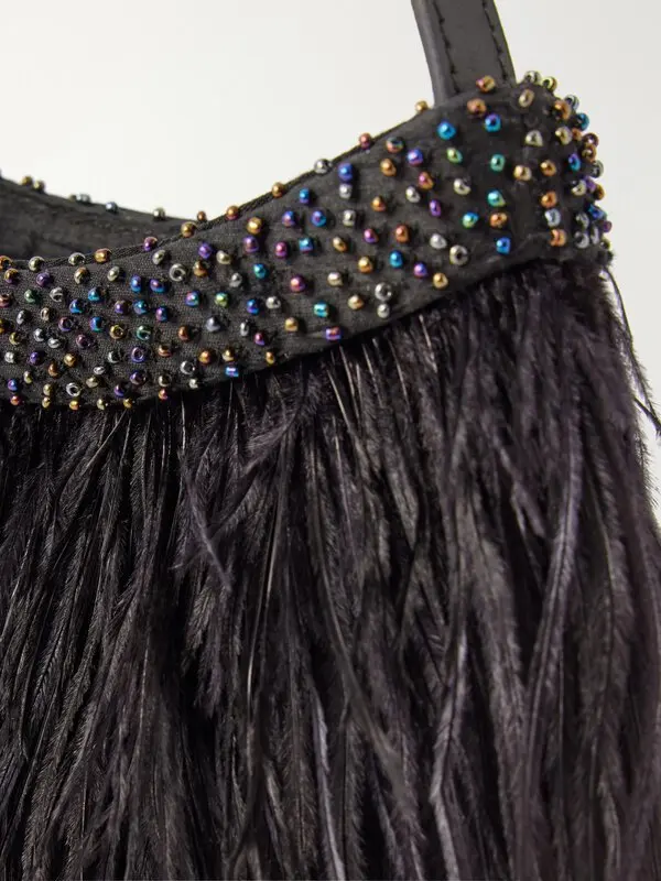 Staud Winslow Bead And Feather-embellished Silk Shoulder Bag
