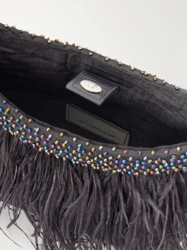 Staud Winslow Bead And Feather-embellished Silk Shoulder Bag