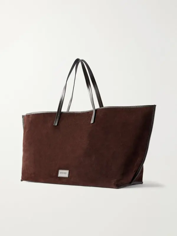 Staud Christos Large Leather-trimmed Suede Tote Bag