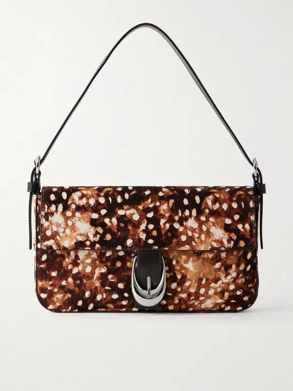 Staud Harlow Animal-printed Calf Hair Shoulder Bag