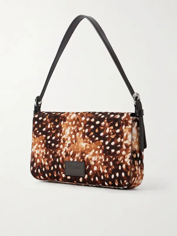 Staud Harlow Animal-printed Calf Hair Shoulder Bag