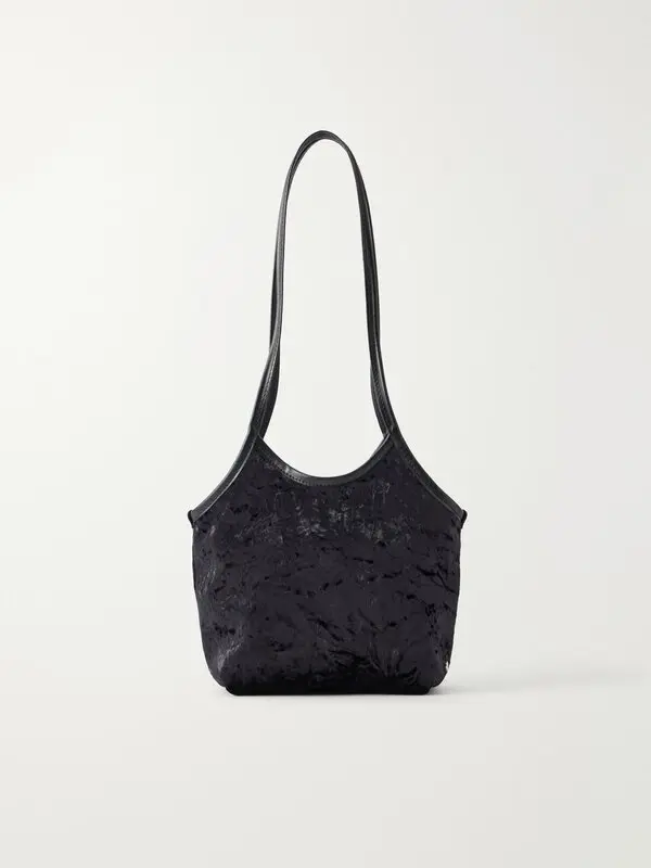 VALESQUE Cami Small Leather-trimmed Velvet Shoulder Bag